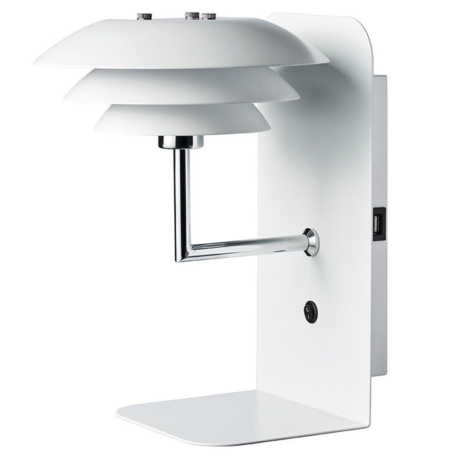 Dyberg Larsen - DL20 USB Hylde inkl. Lampe - Hvid - Fri Fragt