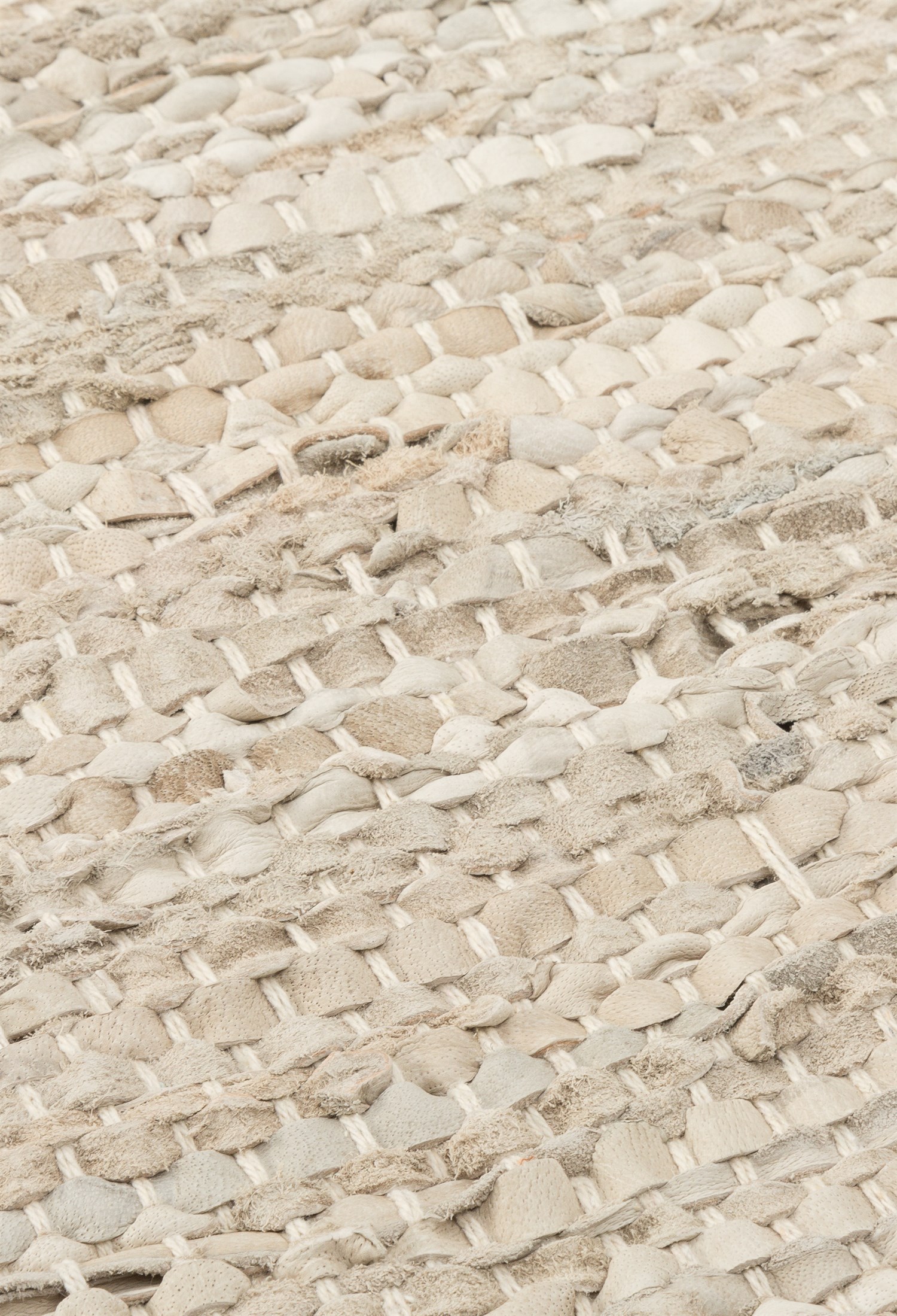 Rug Solid - Tæppe m. læder, beige - 65x135 cm