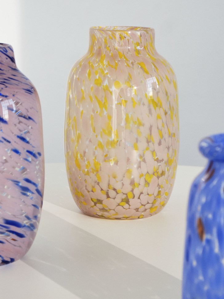 HAY - Splash Vase - Round - L - lys pink og gul - Gratis fragt