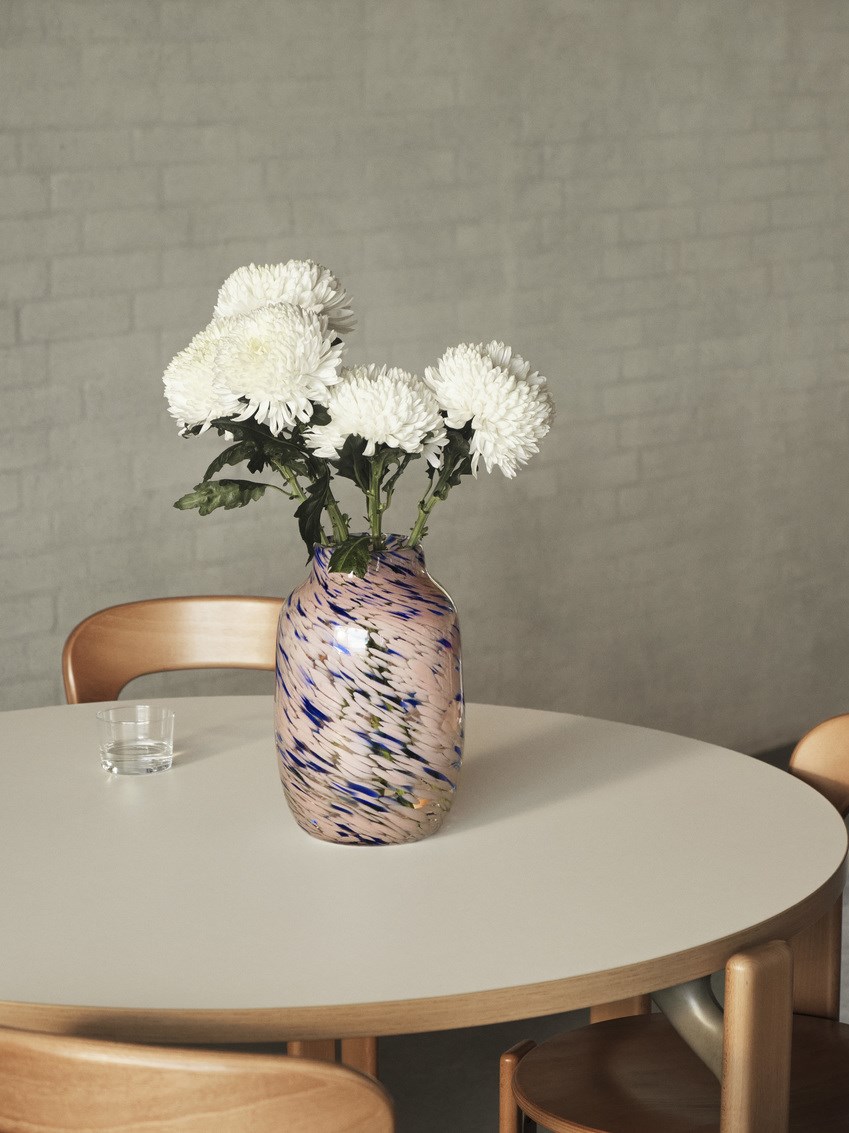HAY - Splash Vase - Round - L - lys pink og blå