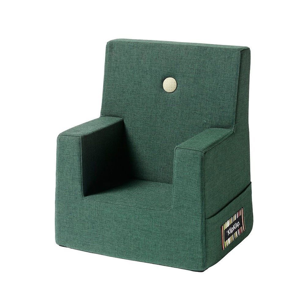 By KlipKlap børnestol XL - KK Kids chair -Dyb grøn med lysegrøn knap